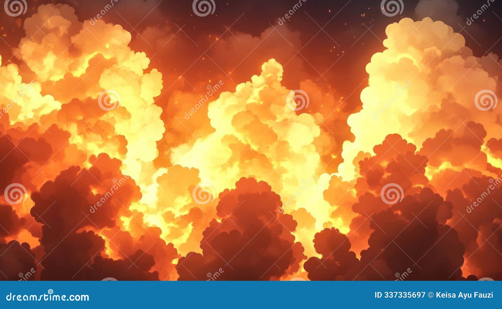 A Dramatic Depiction of Fiery Clouds, Suggesting an Explosion or ...