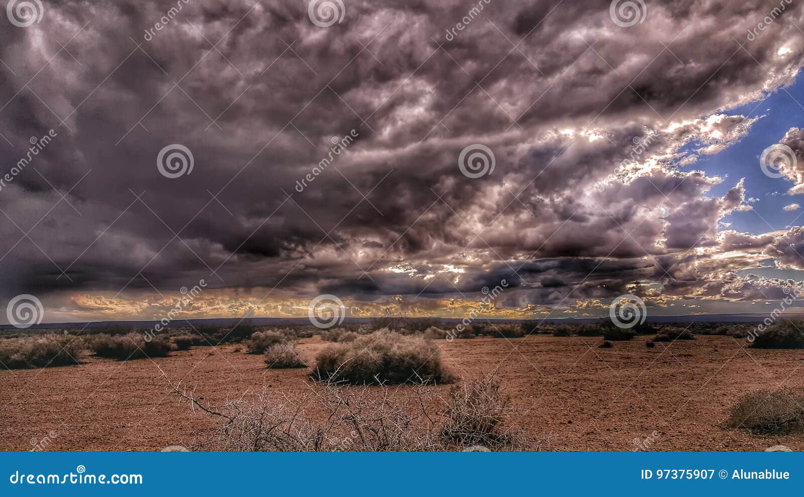 A Dramatic Desert Storm stock image. Image of desolate - 97375907