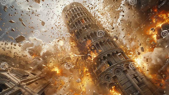 Dramatic Destruction of Historic Leaning Tower Under Explosive Impact a ...