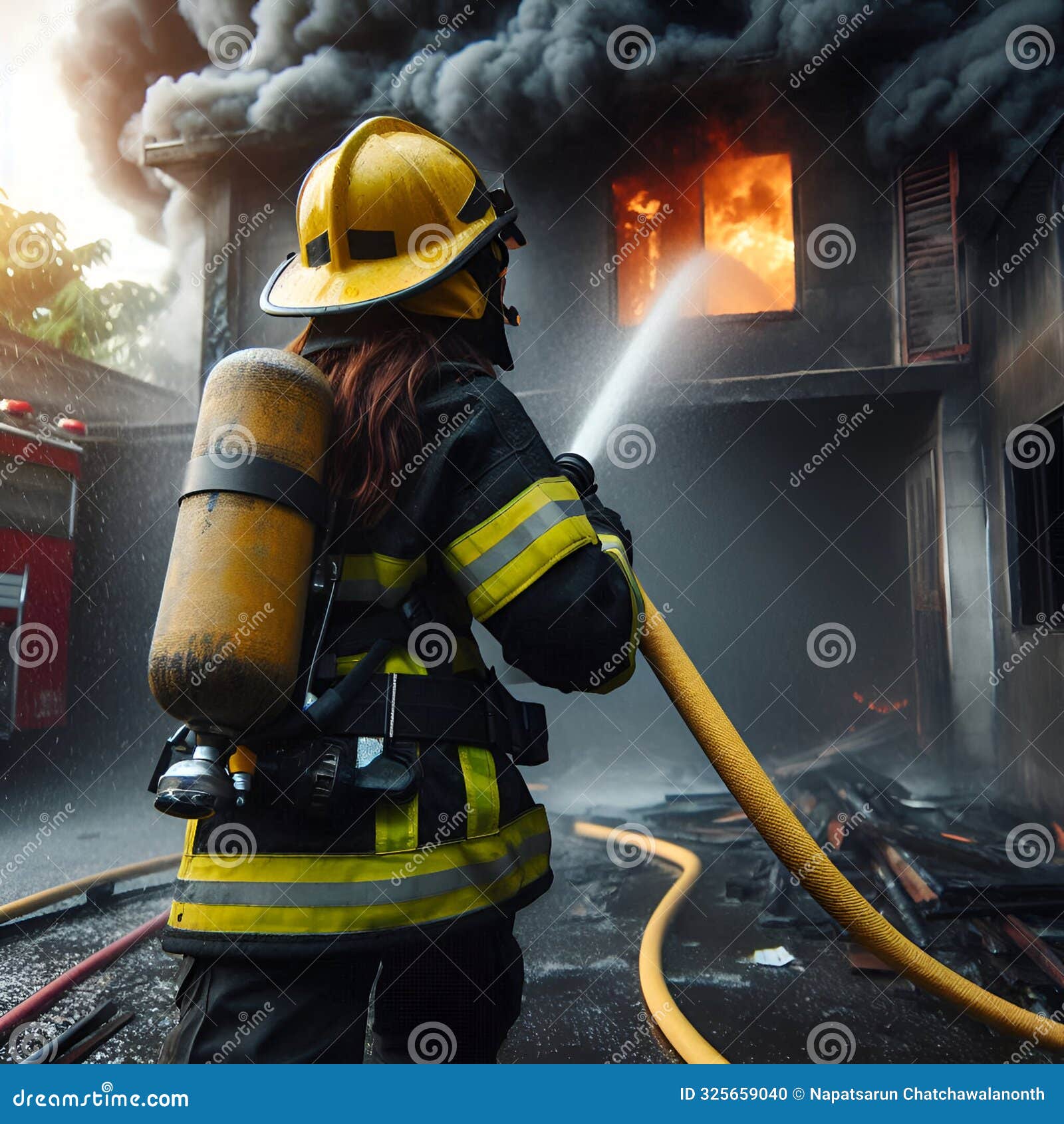 Valiant Efforts: Firefighters Battling A Raging Fire, Generative AI ...