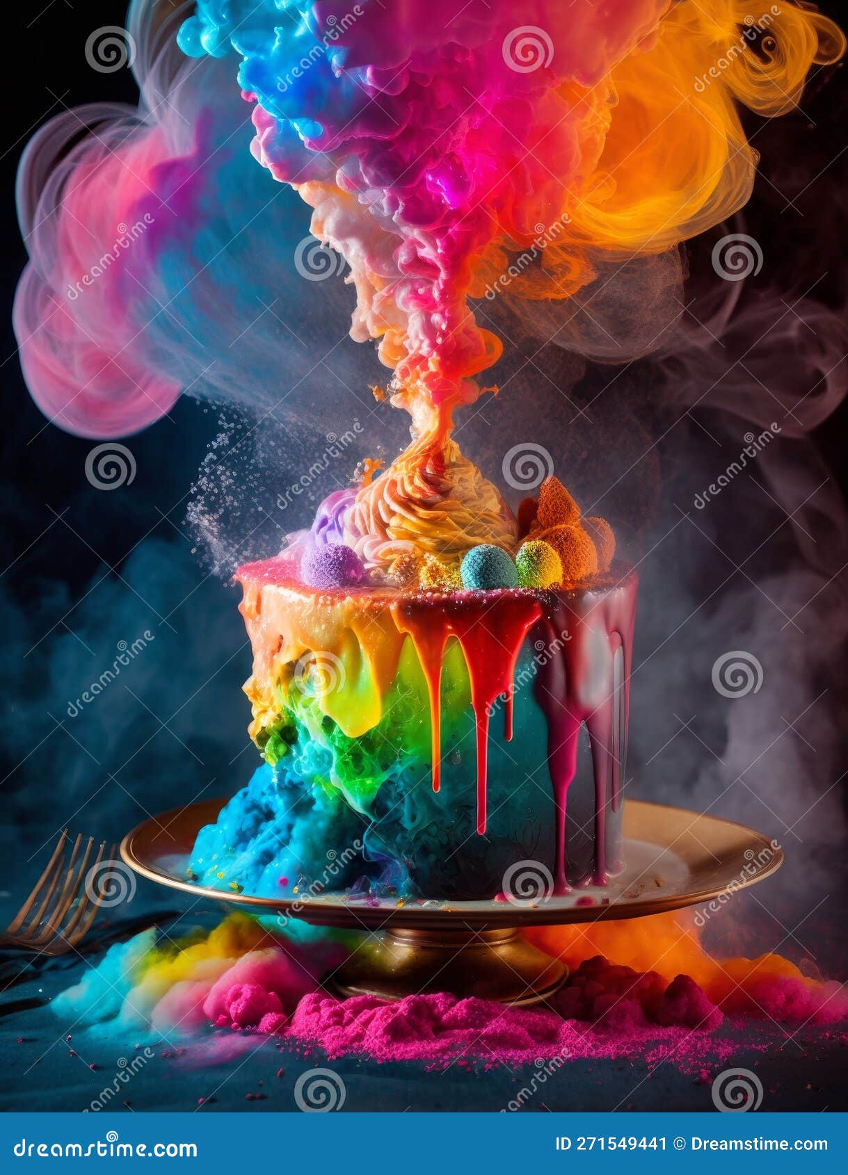 Dramatic Dynamic Food Photography Bizarre Cake Generative AI Stock ...