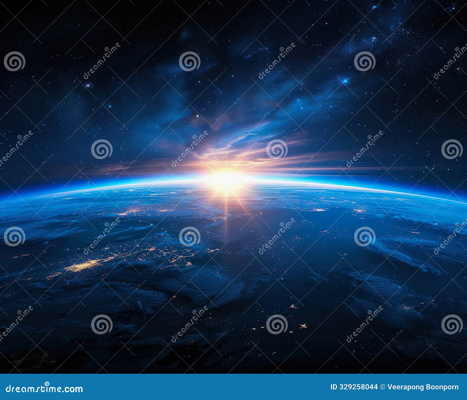 Dramatic Earth space view stock illustration. Illustration of view ...