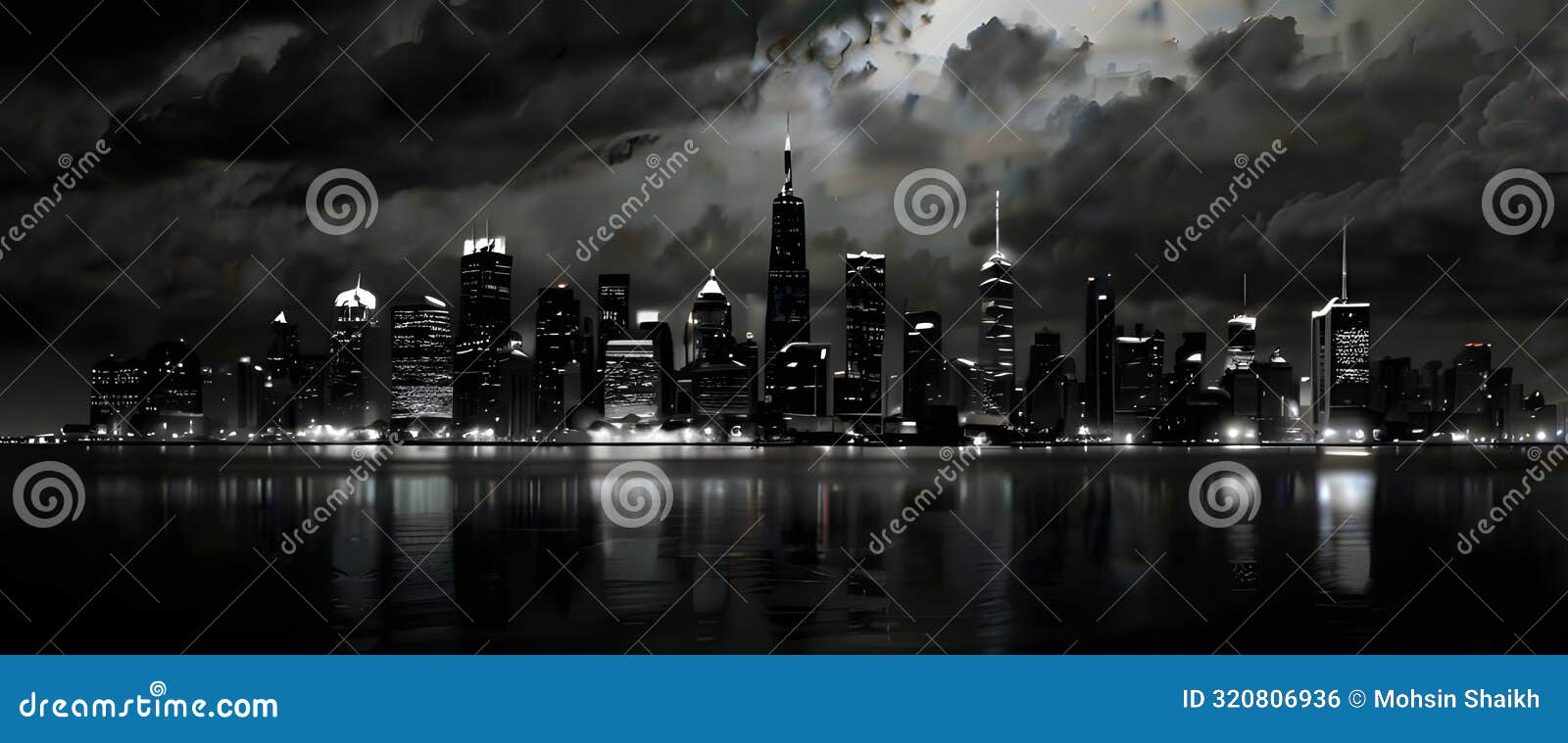 Inverted Skyline: Eerie Cityscape Stock Illustration - Illustration of ...