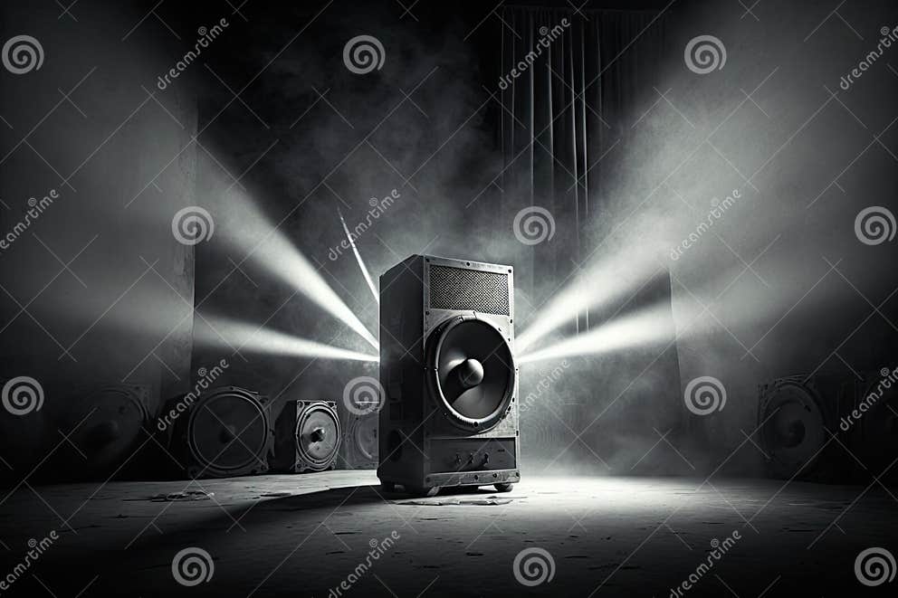 Dramatic Effect, with Spotlight on Speaker and Audio Playing in the ...