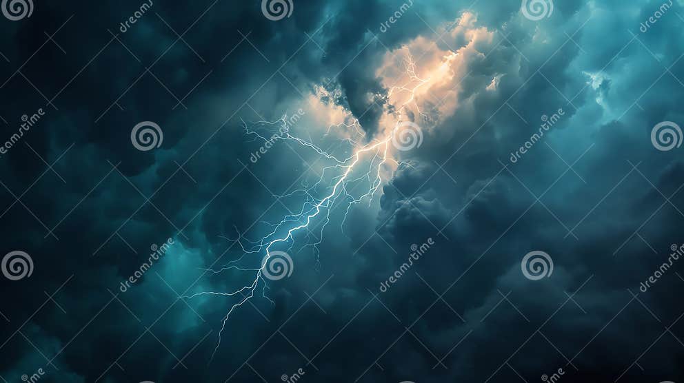 A Dramatic Effects Background with Dark Clouds and Lightning Bolts ...