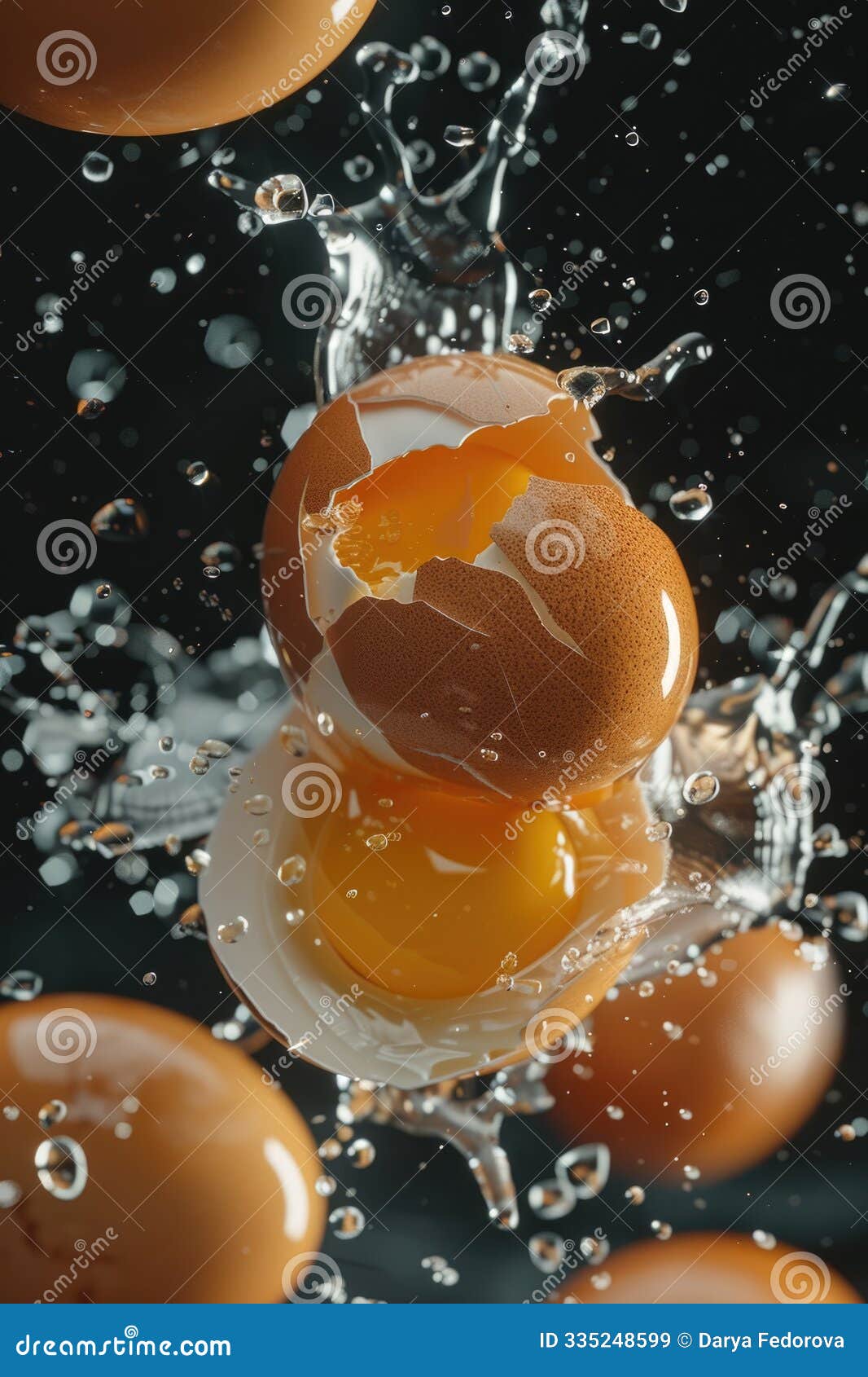 Dramatic Egg Explosion in Mid-Air with Water Splash and Broken Shells ...