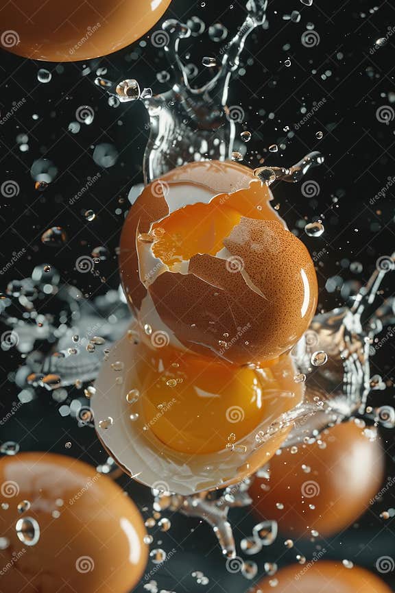 Dramatic Egg Explosion in Mid-Air with Water Splash and Broken Shells ...