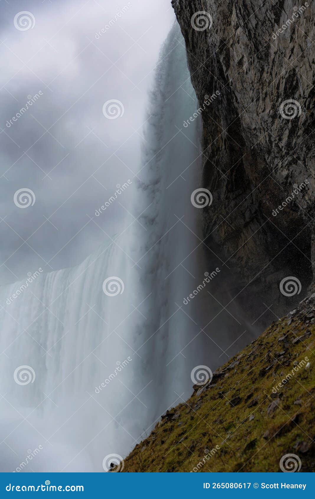 Dramatic Epic View Behind a Roaring Waterfall Stock Image - Image of ...