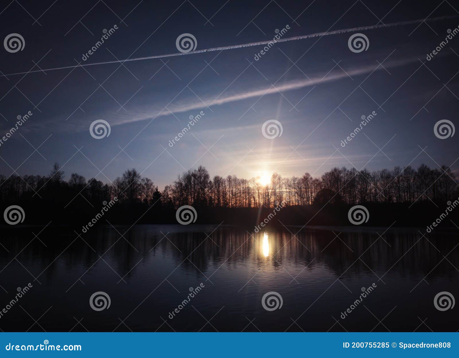 Dramatic Evening Light Leak on the River Bank Stock Image - Image of ...