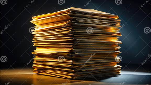 Dramatic Evening Silhouette of an Unopened Mail Stack Against a Dark ...