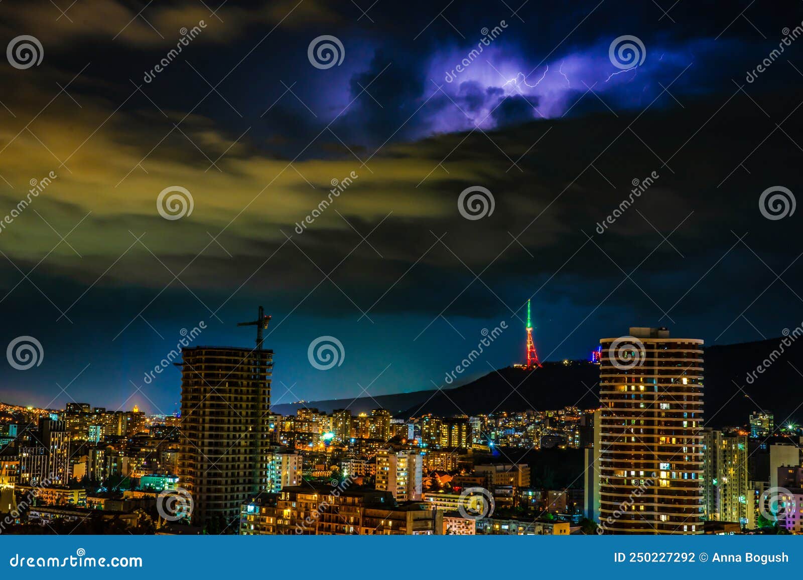 Dramatic Evening Sky with Flashlight Stock Photo - Image of thunderbolt ...