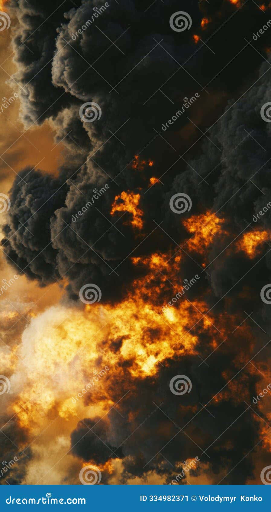 Dramatic Explosion with Fiery Clouds, Powerful Force Concept Stock ...