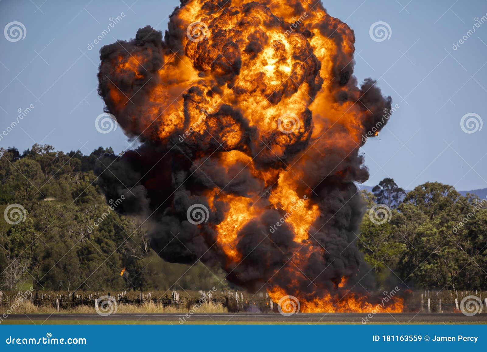 Dramatic Explosion Fire Crash and Burn Stock Image - Image of death ...