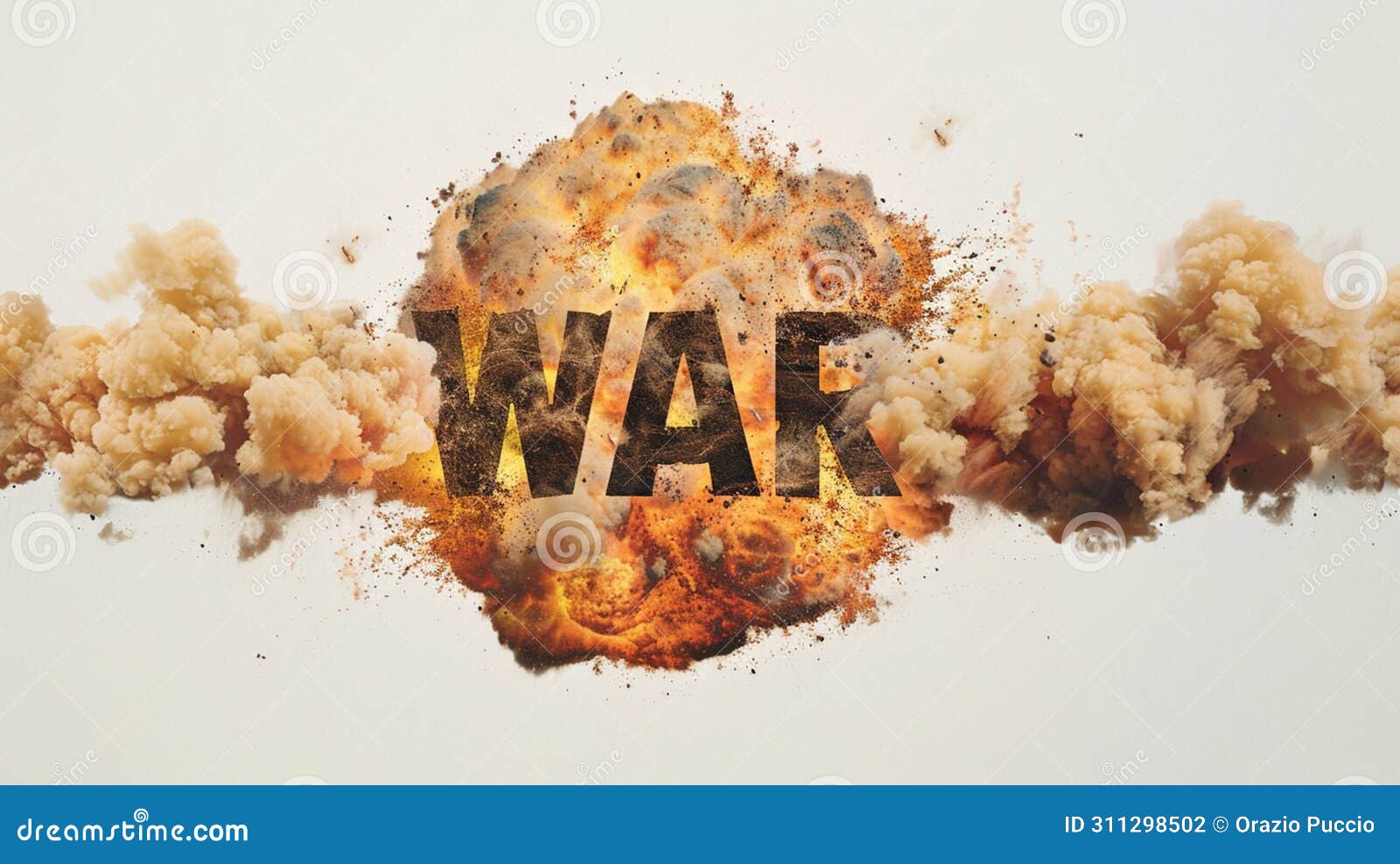 Dramatic Explosion: Illustration of WAR on White Background with Bomb ...