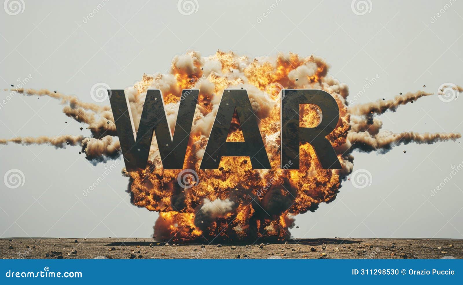 Dramatic Explosion: Illustration of WAR on White Background with Bomb ...