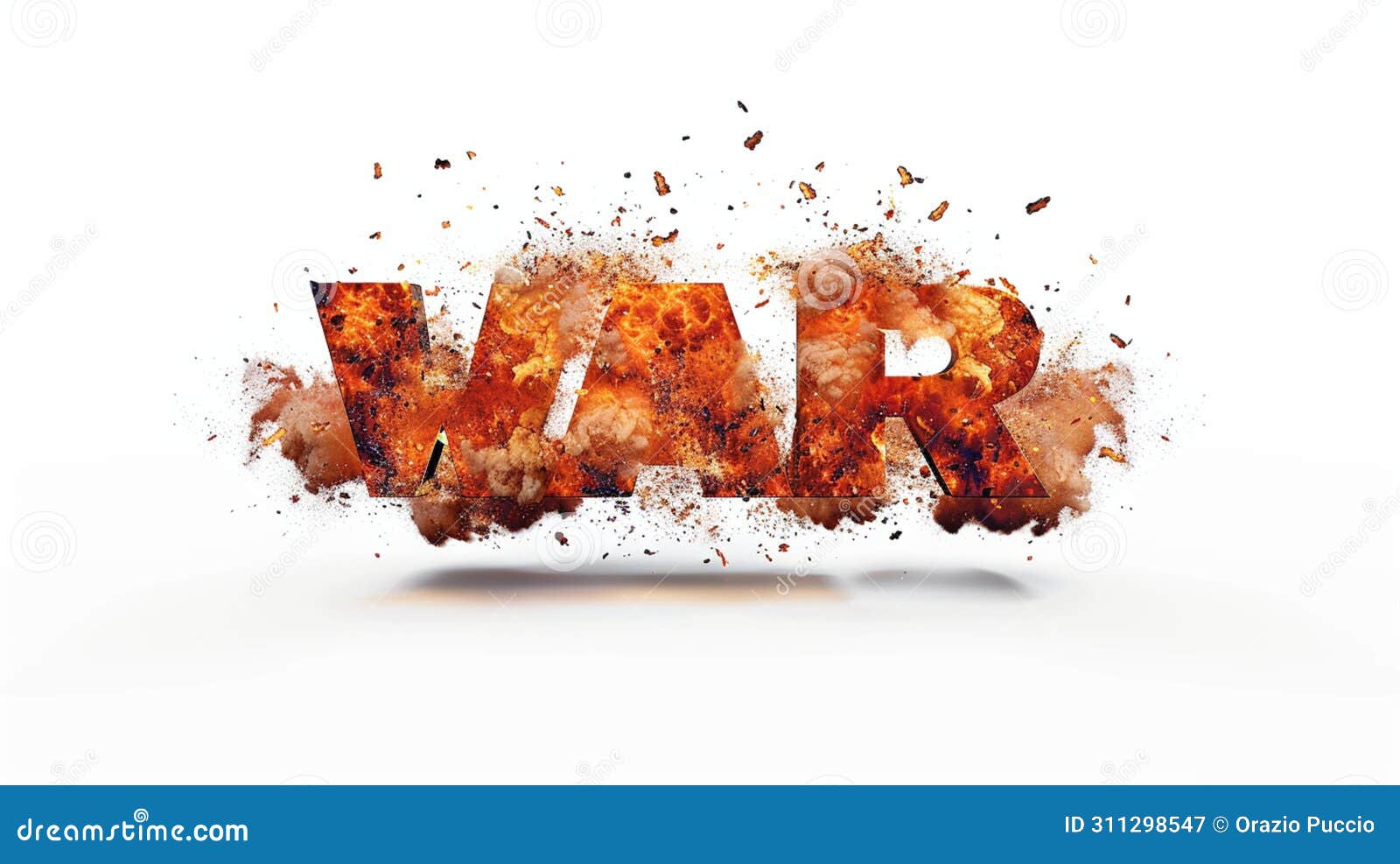 Dramatic Explosion: Illustration of WAR on White Background with Bomb ...