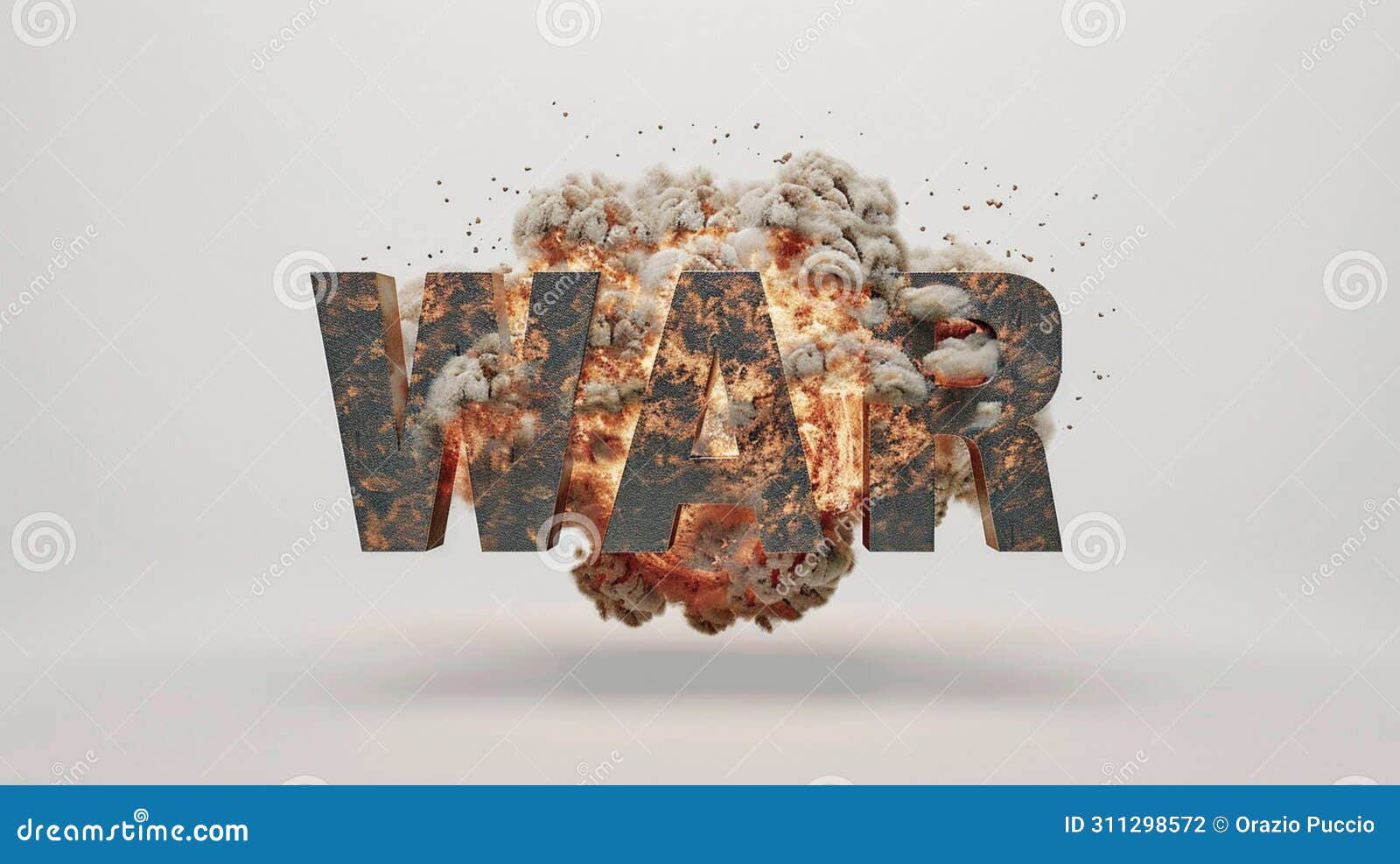 Dramatic Explosion: Illustration of WAR on White Background with Bomb ...