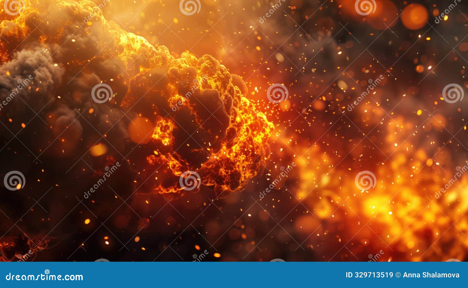 Dramatic Explosion with Intense Fire and Smoke Clouds Filling the Frame ...