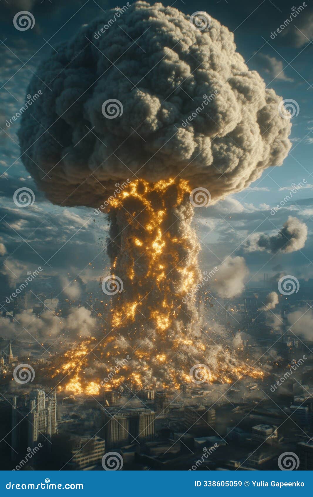 Dramatic Explosion Leaves a Massive Mushroom Cloud Over a Cityscape ...