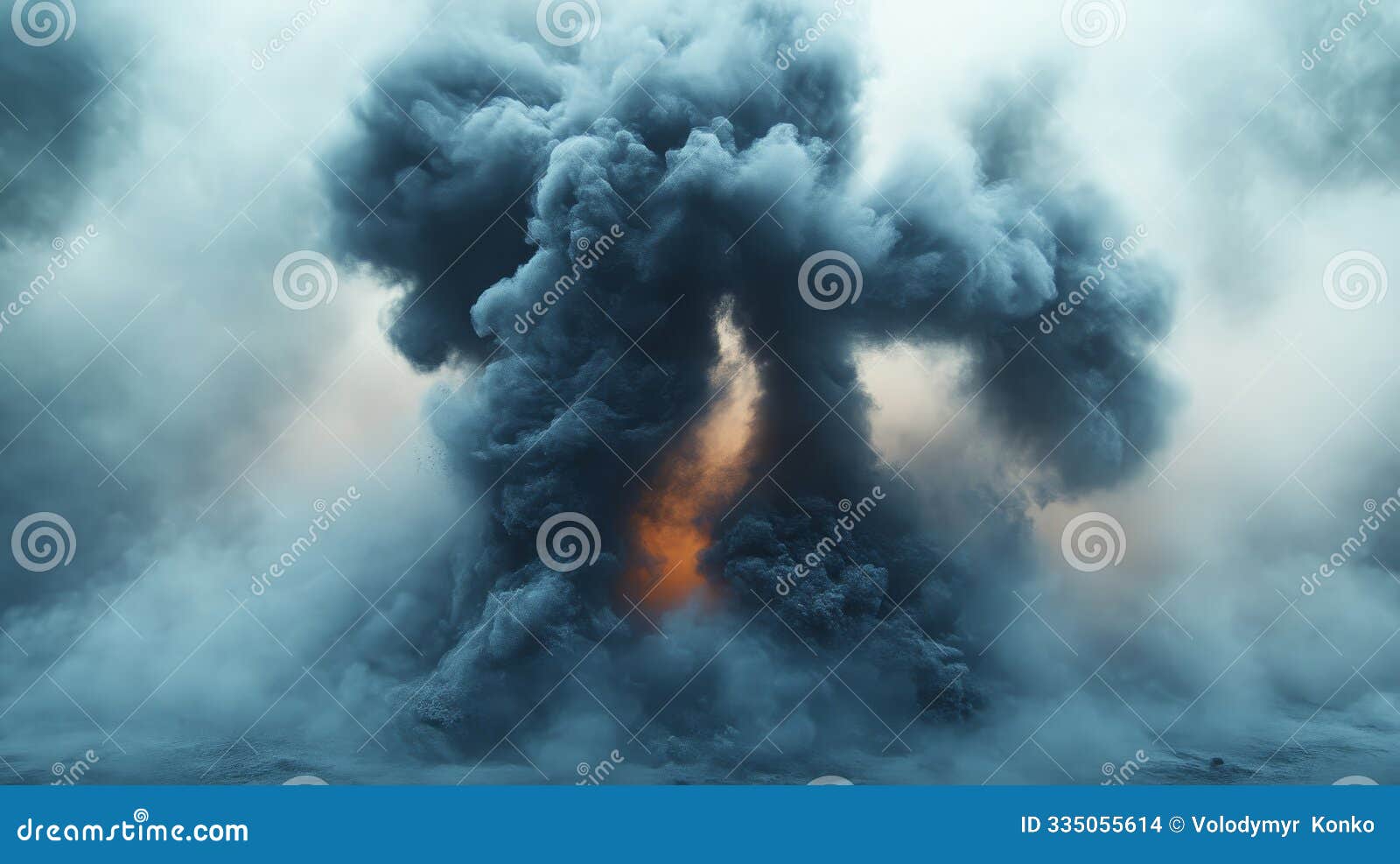 Dramatic Explosion with Smoke Billowing and Fiery Glow Stock Photo ...