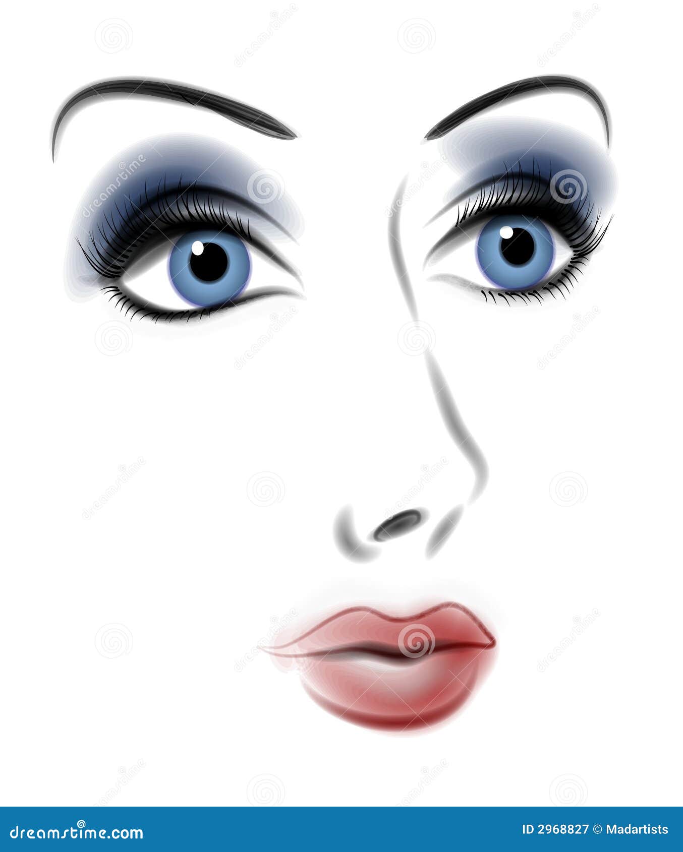 Dramatic Face of Woman Color Stock Illustration - Illustration of faces ...