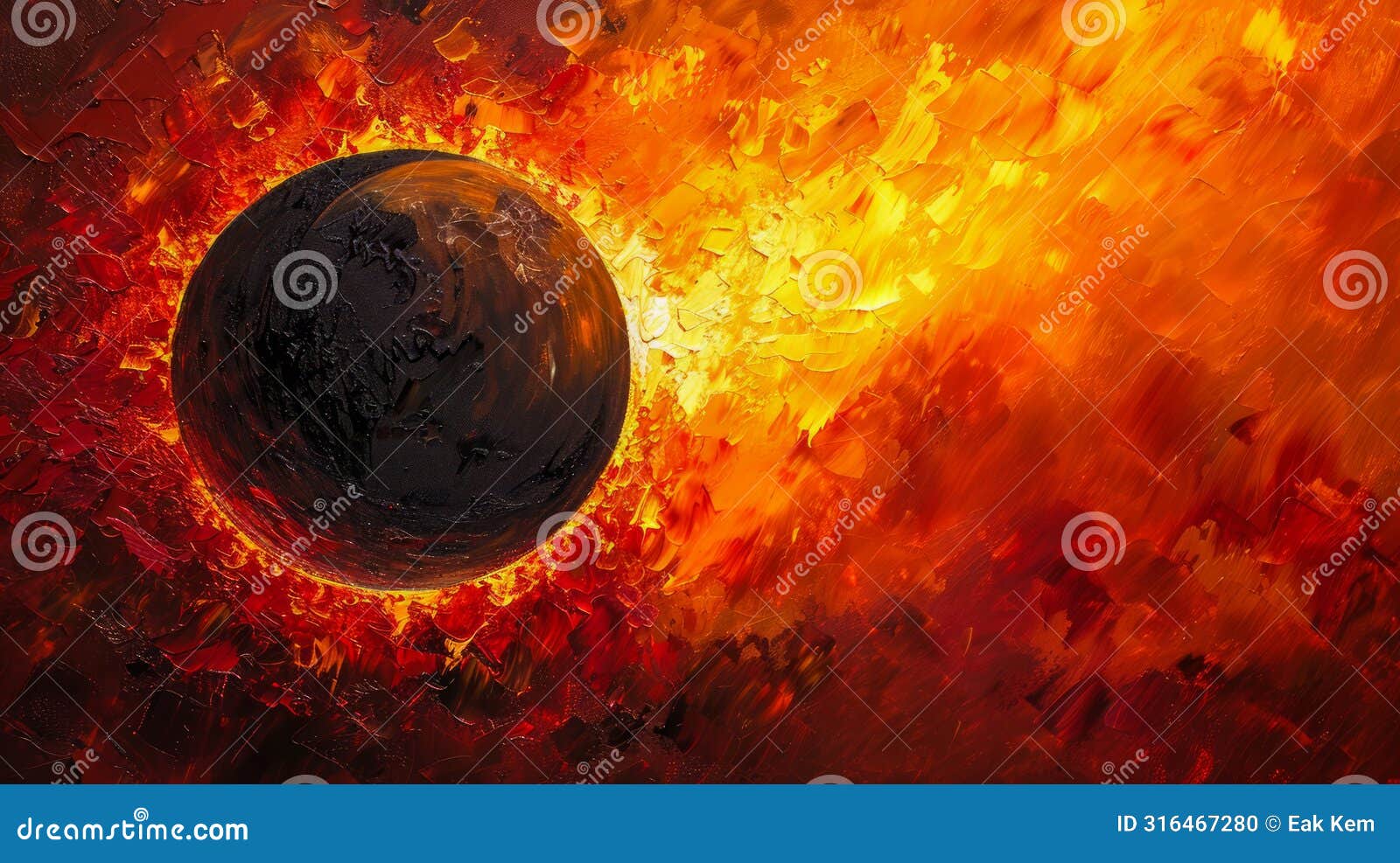 Dramatic Fiery Apocalypse Concept with Burning Planet Earth Surrounded ...