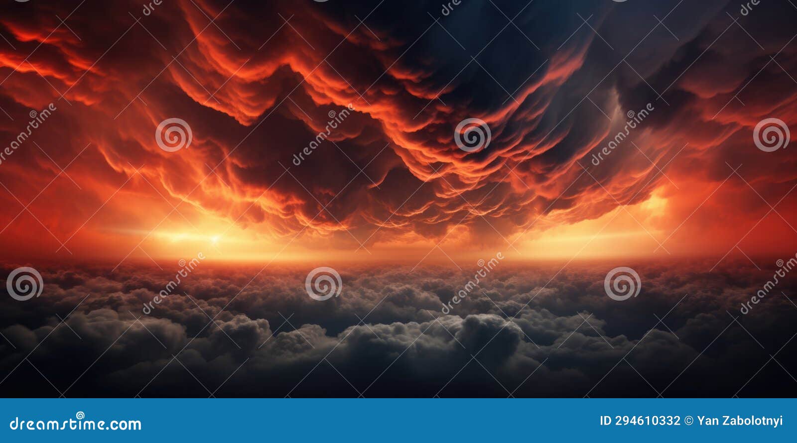 Dramatic and Fiery Red and Black Sky Clouds Resembling Thunderclouds ...