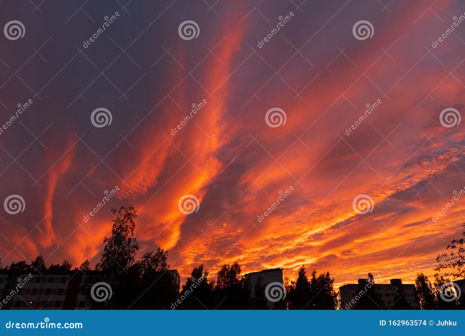 Dramatic Fiery Sky Sunset Cloudscape at Dusk Stock Photo - Image of ...