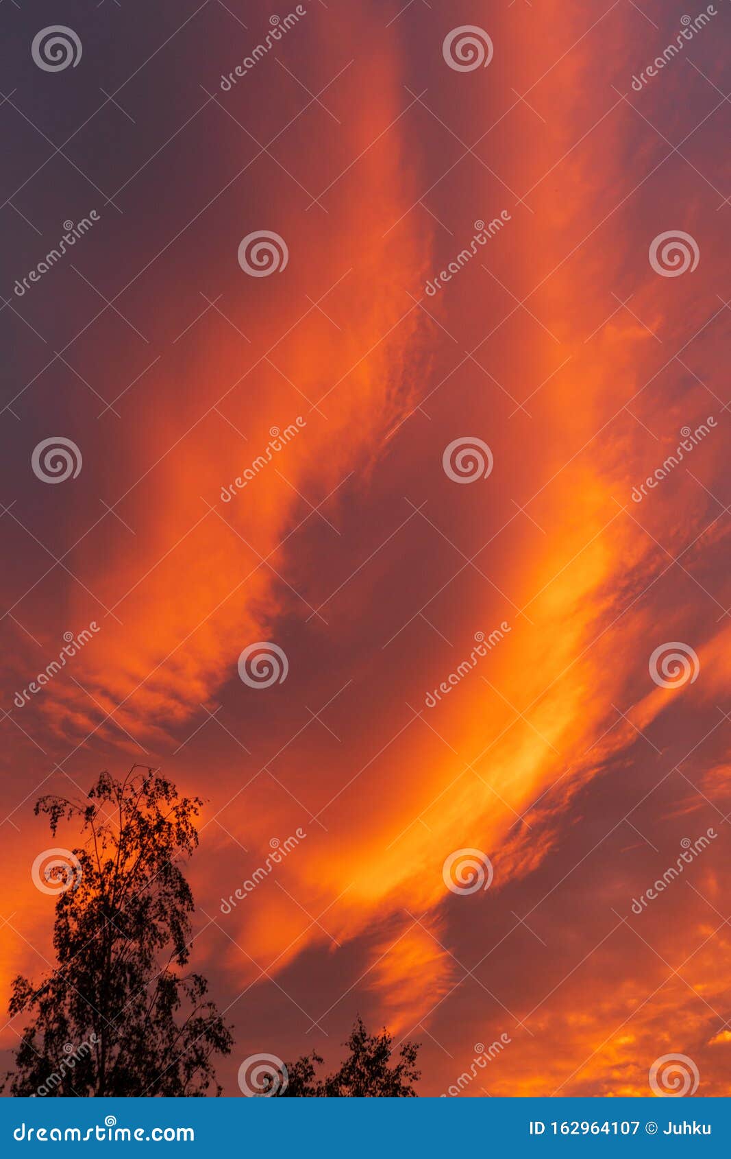 Dramatic Fiery Sky Sunset Cloudscape at Dusk Stock Image - Image of ...