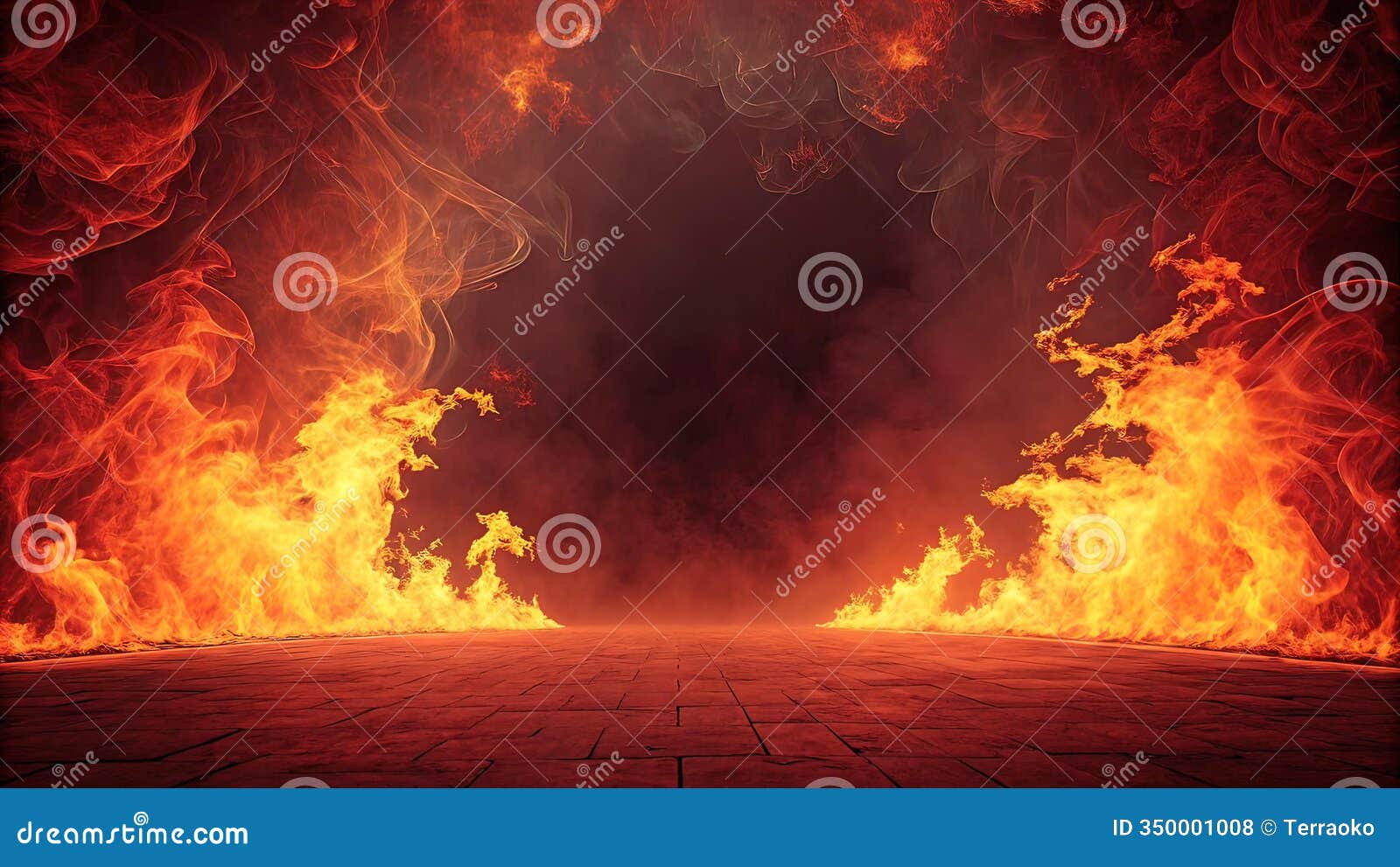 Dramatic Fire and Smoke Effect, Bright and Hot Hellish Abstract or ...