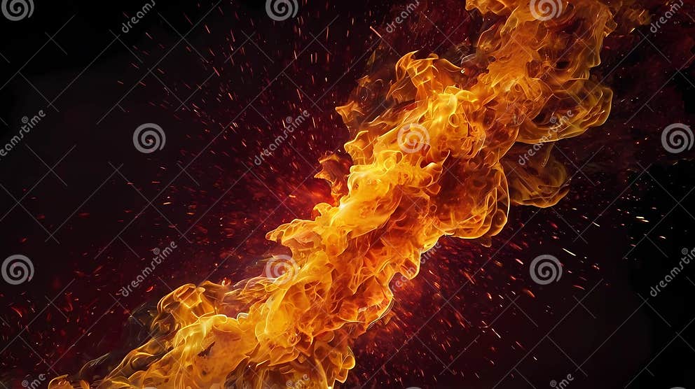 Dramatic Fire and Smoke Effect Glowing Red and Yellow Colors Exploding ...