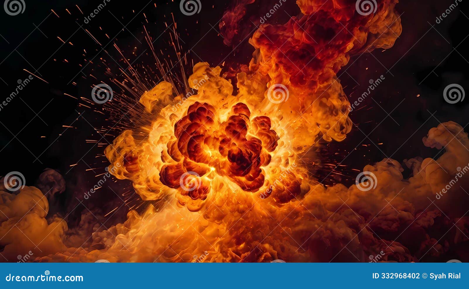 Dramatic Fire and Smoke Effect Glowing Red and Yellow Colors Exploding ...