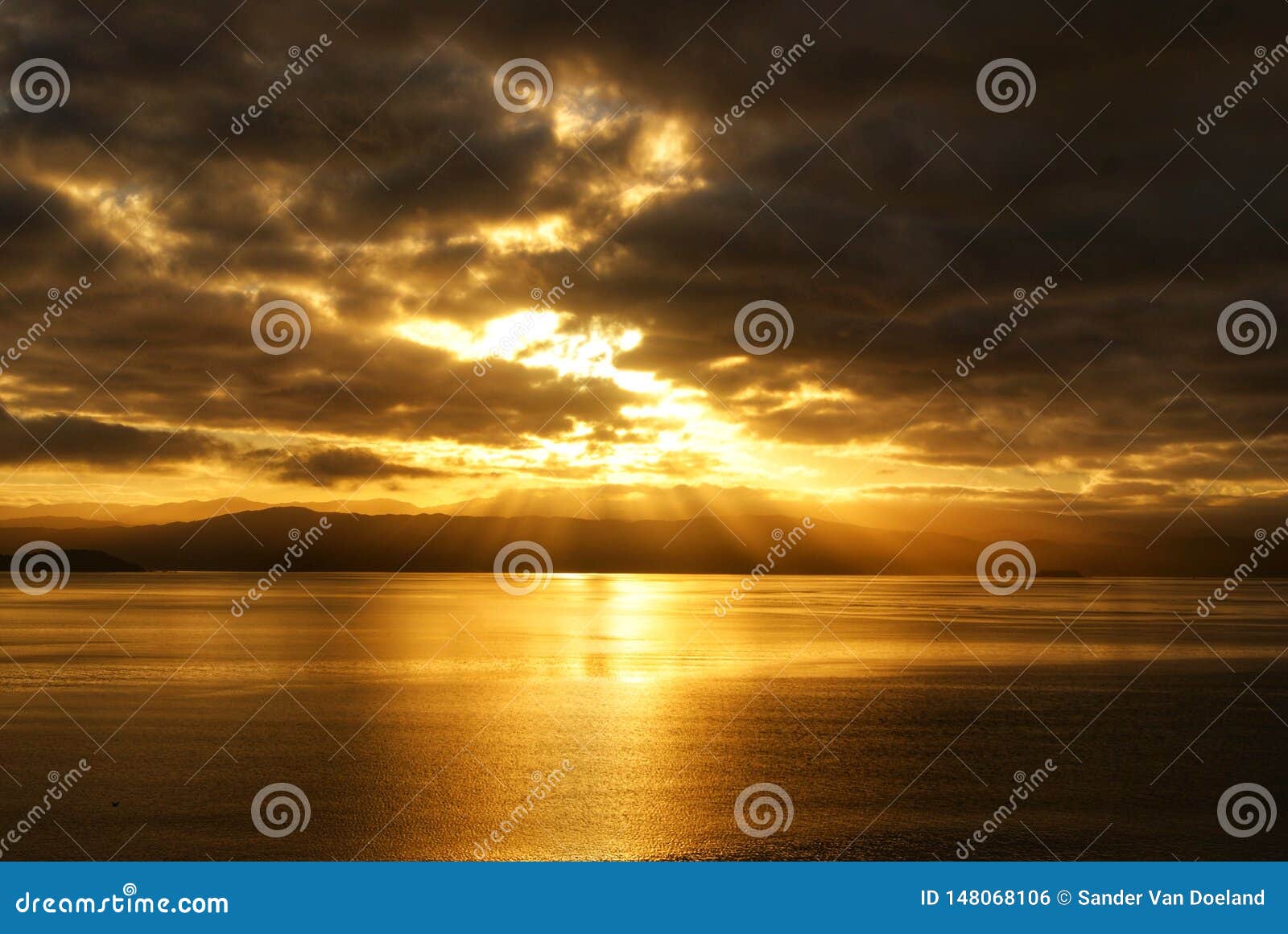 Dramatic Fire Sunset Over Ocean. Stock Photo - Image of sunset, ocean ...
