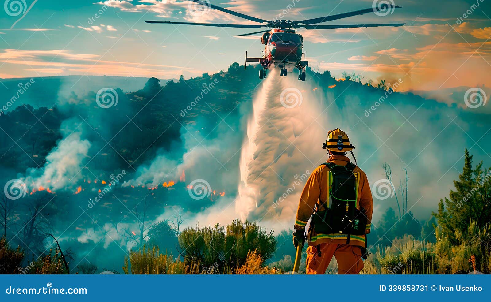 Dramatic Firefighting Helicopter Operation during Intense Wildfire ...