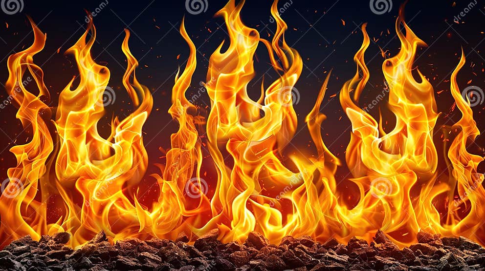 Dramatic Flames Form Mesmerizing Intense Fireball Stock Image - Image ...
