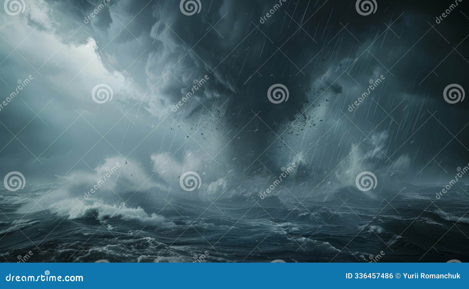 Dramatic Formation of a Massive Tornado Over the Ocean, Whipping Rain ...