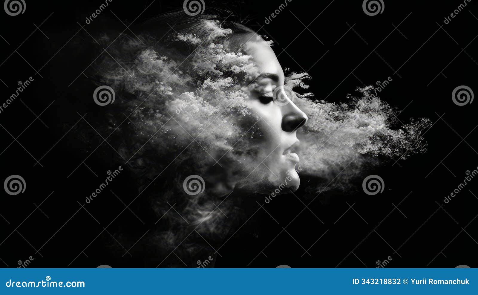 Dramatic Frontal Portrait of a Humanoid Figure Crafted from Billowing ...