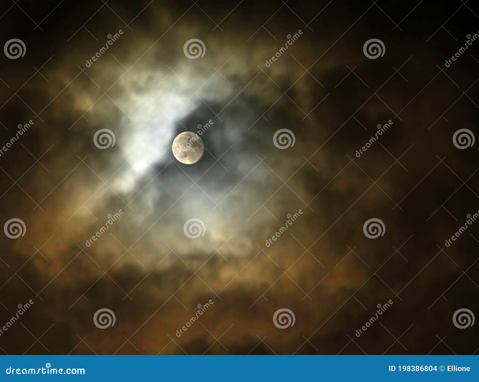 The Dramatic Full Moon is between the Night Storm Clouds. Stock Photo ...