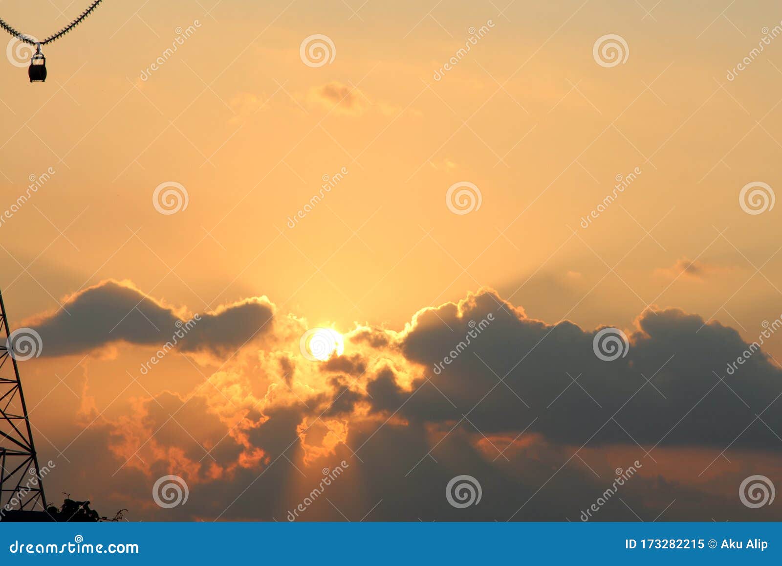 Dramatic Golden Hour Cloudy Sunset Stock Image - Image of morning ...