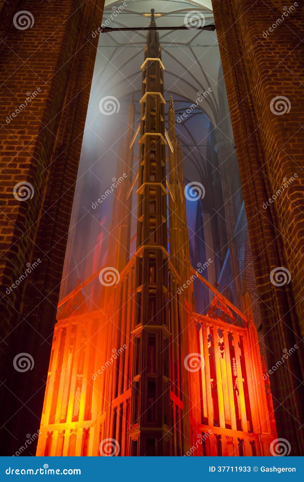 Dramatic Gothic Church Interior. Stock Image - Image of spirituality ...