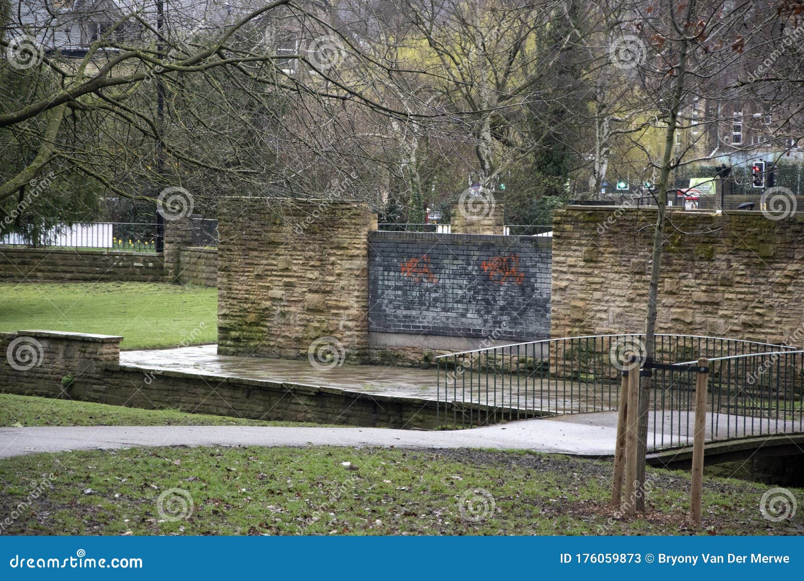 Dramatic Graffiti in the Park Stock Image - Image of tree, paint: 176059873