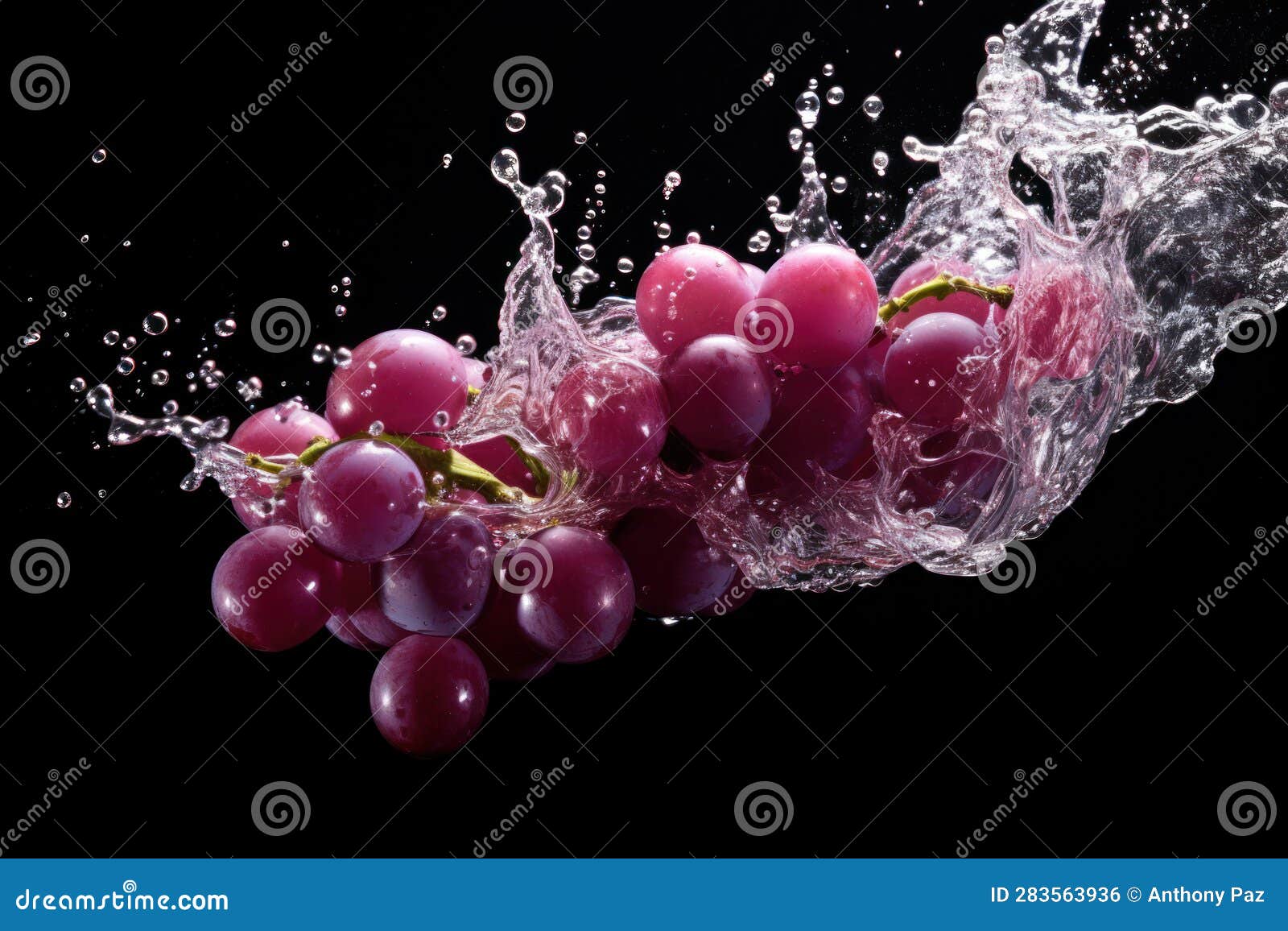 Dramatic Grape Splash: Water Droplets on Dark Background - Generative ...