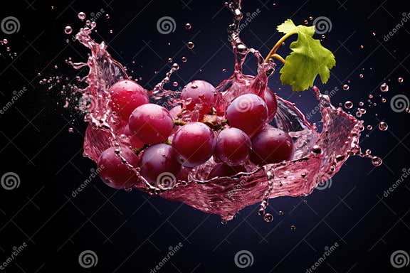 Dramatic Grape Splash: Water Droplets on Dark Background - Generative ...