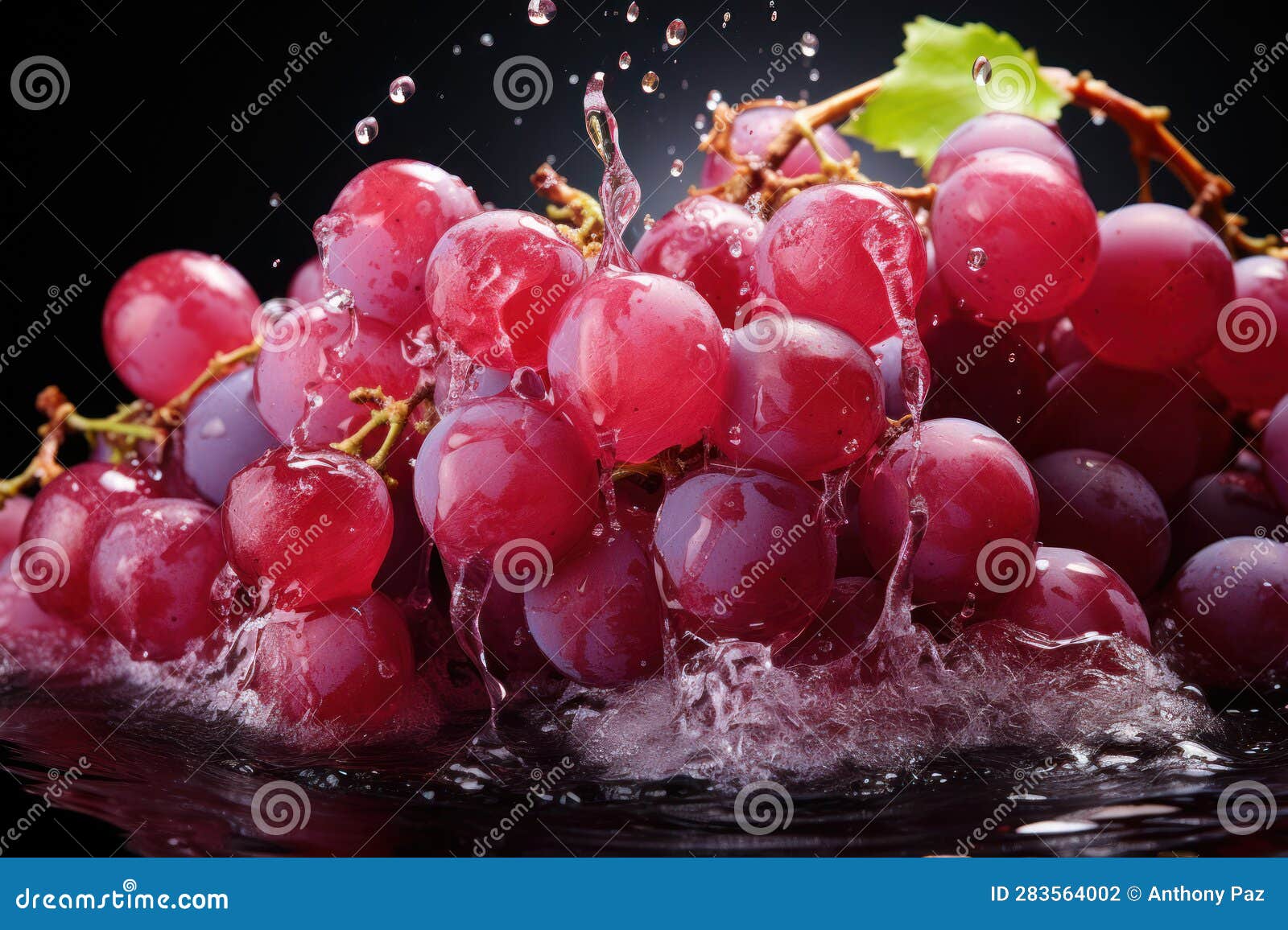 Dramatic Grape Splash: Water Droplets on Dark Background - Generative ...