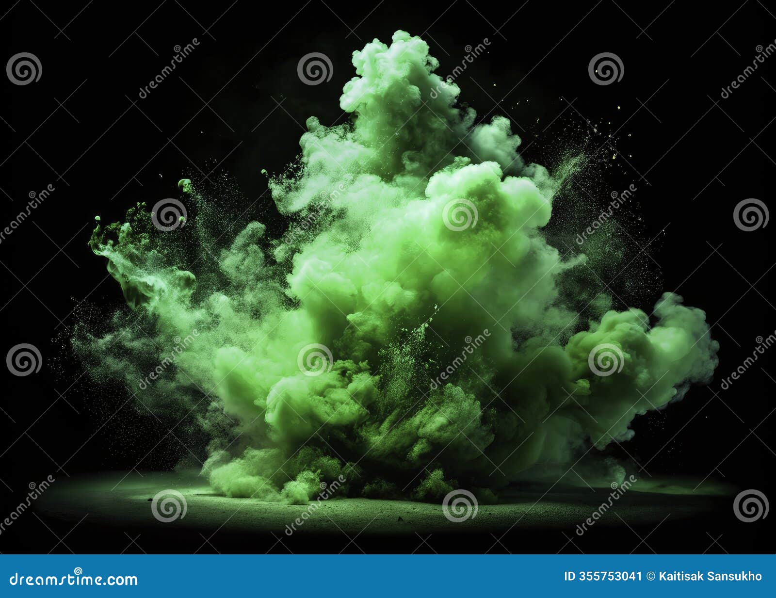 Dramatic Green Smoke Explosion Silhouette Isolated Dynamic Particle ...