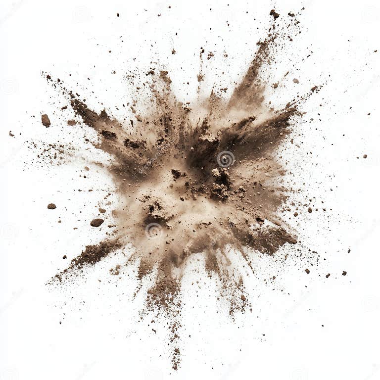 Dramatic Ground Explosion Isolated on White Background Stock ...