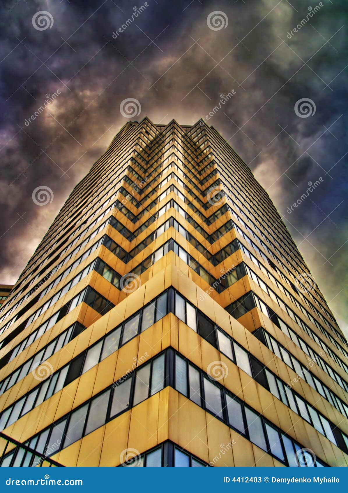 Dramatic HDR-photo of Building and Clouds Stock Image - Image of modern ...