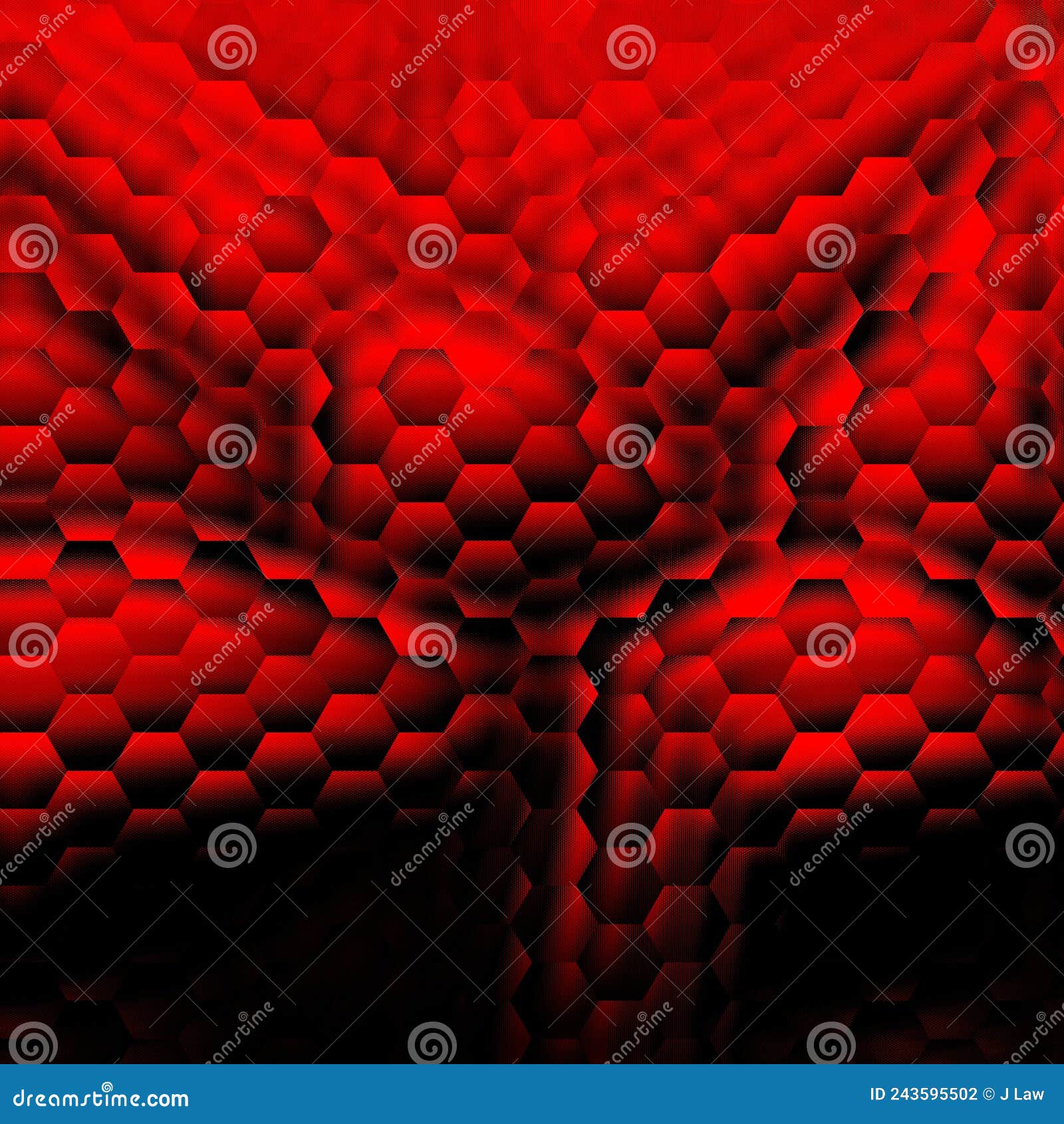Dramatic Hexagonal Mosaic Design in Red on a Black Background Stock ...