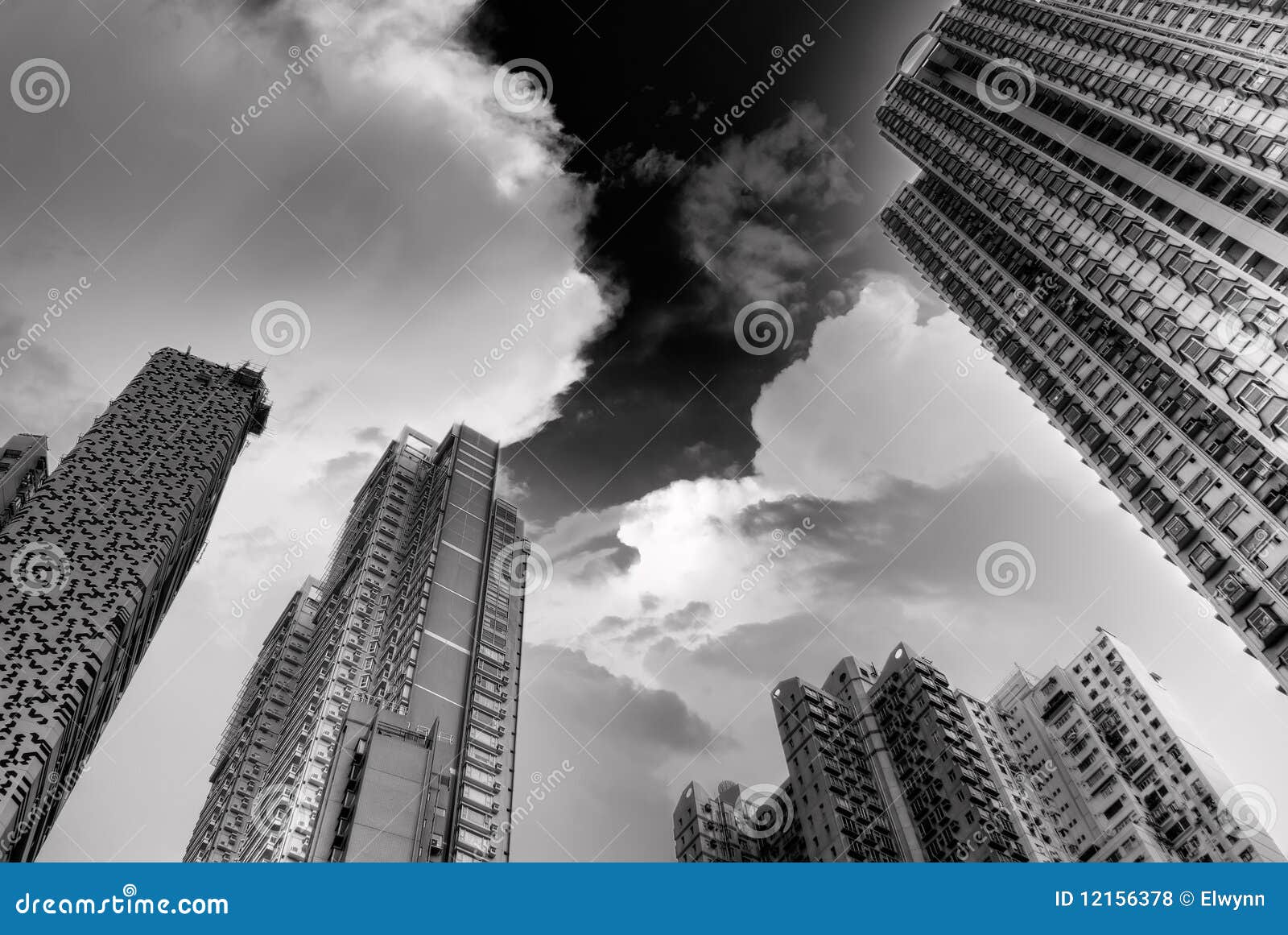 Dramatic High Buildings Touch Sky Stock Photo - Image of finance ...
