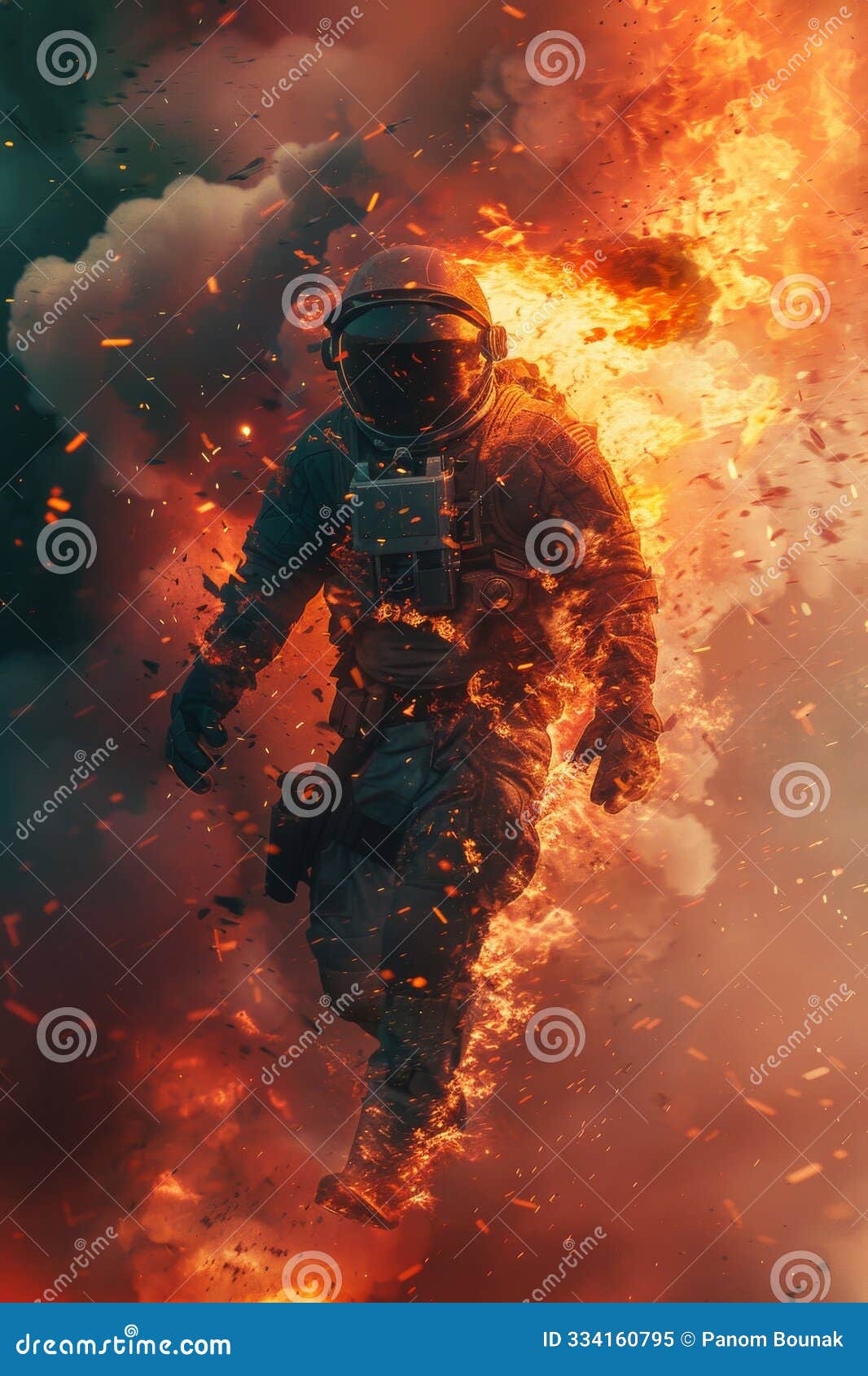 A Dramatic, High-contrast Image of a Robot Falling from the Sky, Its ...